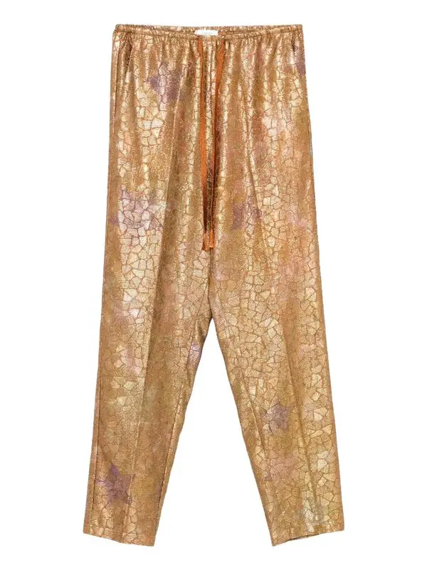 FORTE_FORTE Floral Print Drawstring Trousers - Gold