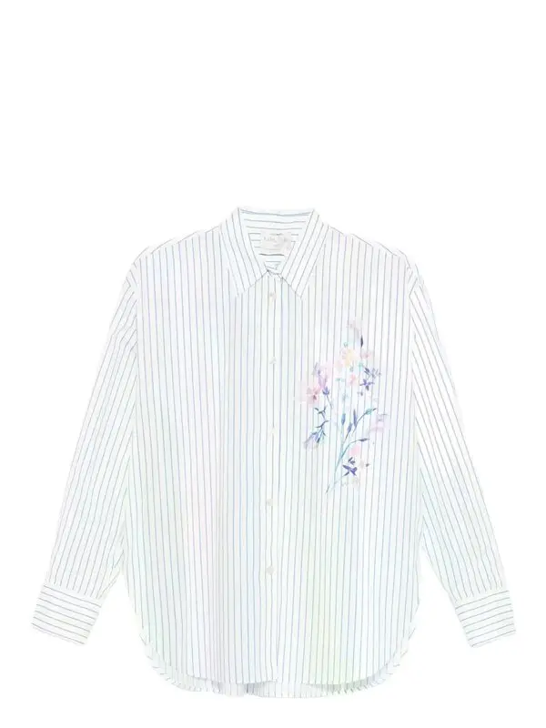 FORTE_FORTE Striped Floral Shirt - White