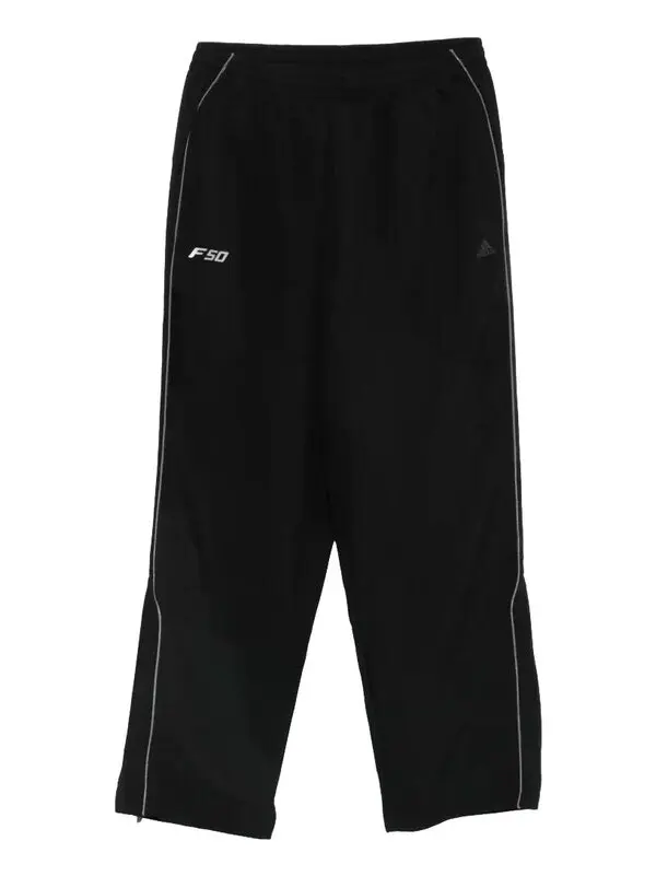 Adidas Elasticated Waistband Trousers With Contrast Piping - Black