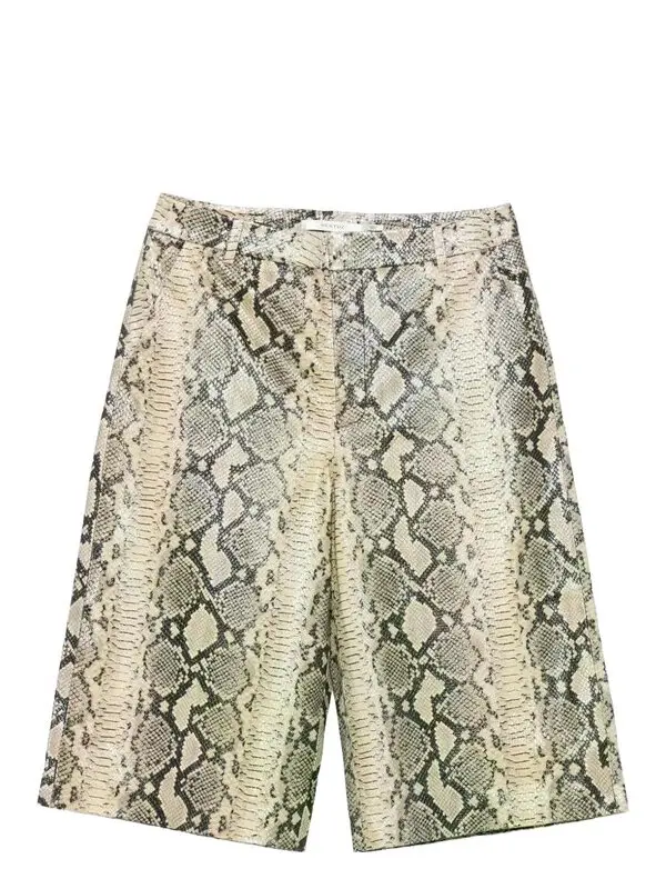 GESTUZ Snakeskin-print Wide-leg Shorts - Neutrals