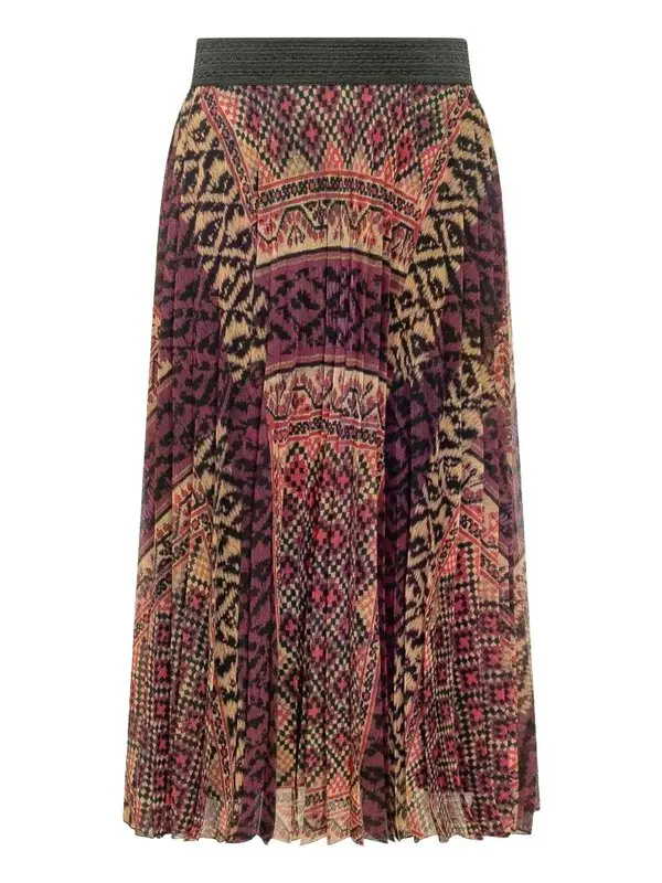 Ba&sh Olgia Patterned Pleated Midi Skirt - Brown