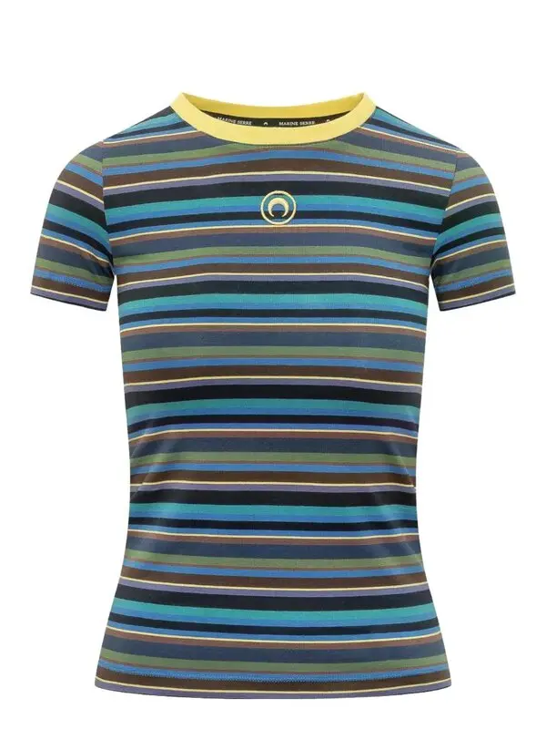 MARINE SERRE Striped T-shirt - Blue