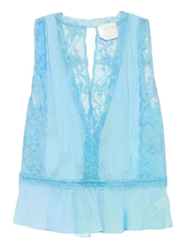 FORTE_FORTE Lace-panel Top - Blue