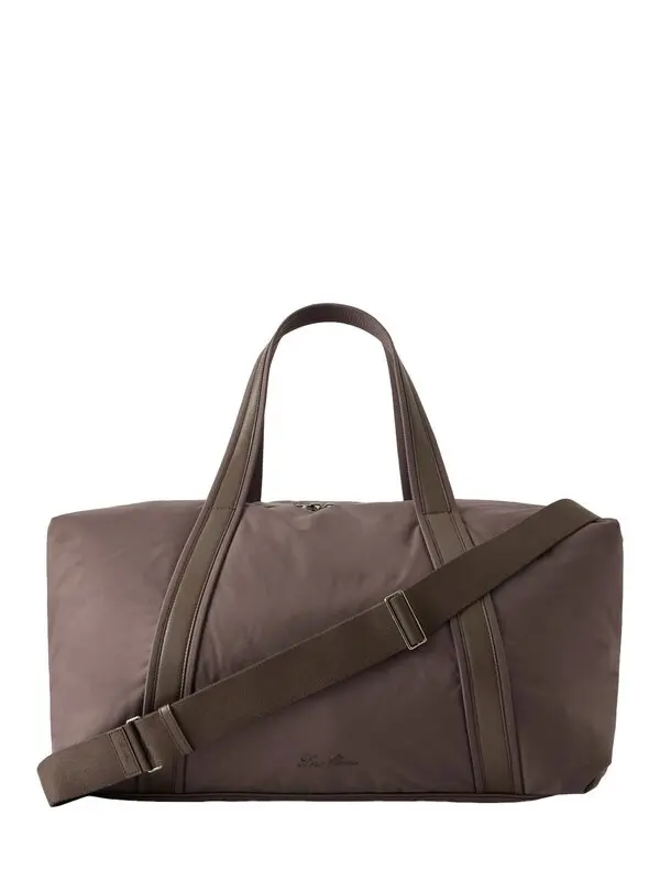 Loro Piana Winch Leather-trimmed Storm System® Shell Duffle Bag - Brown