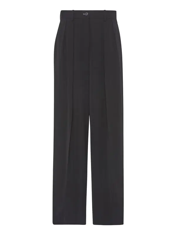 THE ROW Wool Suiting Straight Leg Pant - Black