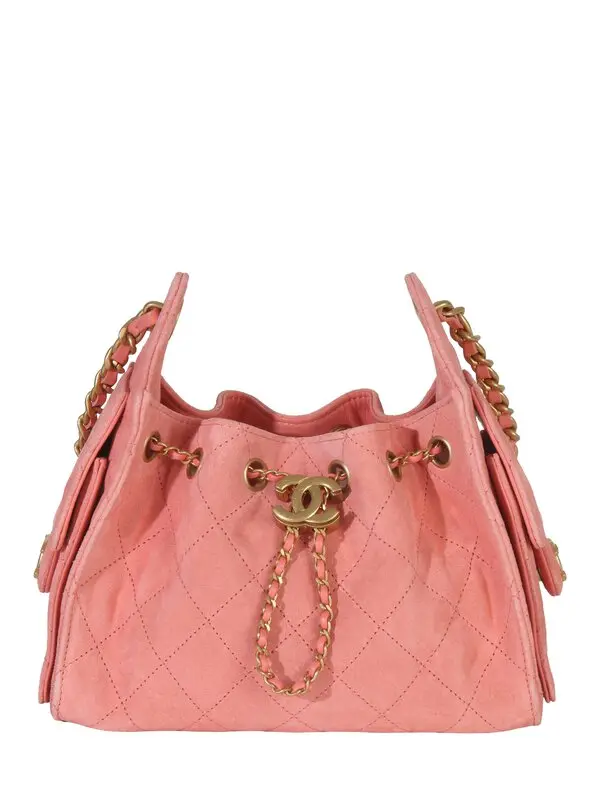Chanel Quilted Suede 25 Hobo - Pink
