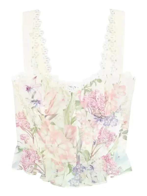 Charo Ruiz Ibiza Floral Print Ruffled Top - Neutrals