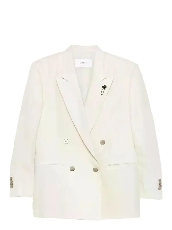 LARDINI Pin-detail Double-breasted Blazer - Neutrals