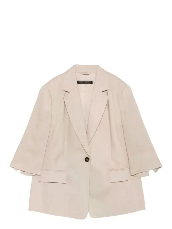 Marina Rinaldi Buttoned Linen Blazer - Neutrals