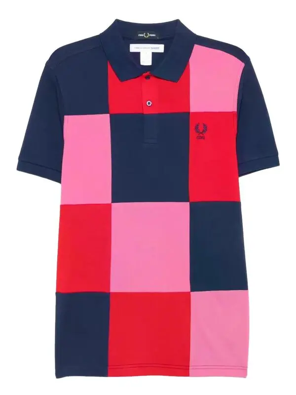 Comme Des Garçons X Fred Perry Patchwork Cotton Polo Shirt - Blue