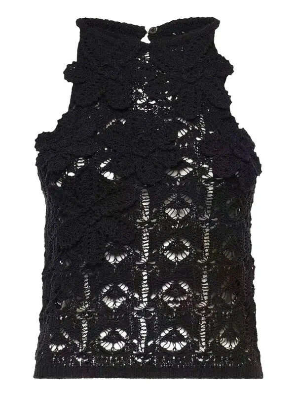 Pinko Crochet Tank Top - Black