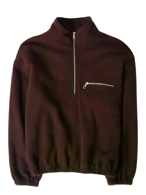 RIER Zip-neck Polo Top - Brown