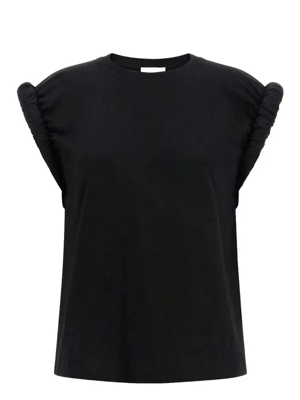 NUDE Logo-embroidered Curled Sleeve T-shirt - Black
