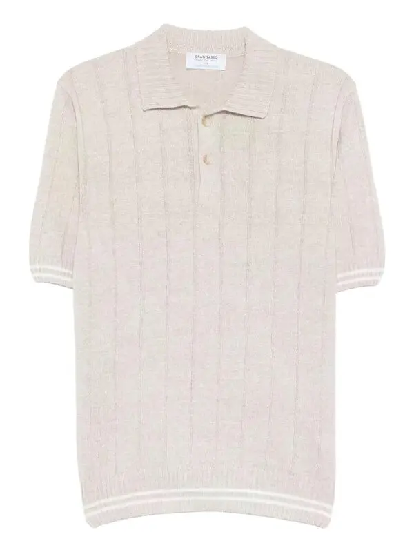 GRAN SASSO Striped-detail Polo Shirt - Neutrals