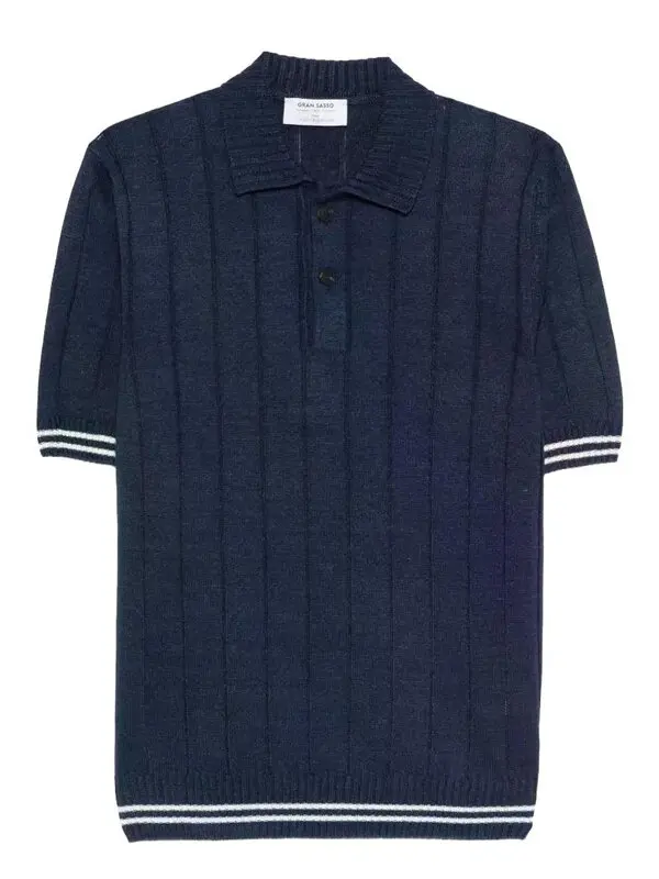 GRAN SASSO Ribbed-knit Polo Shirt - Blue