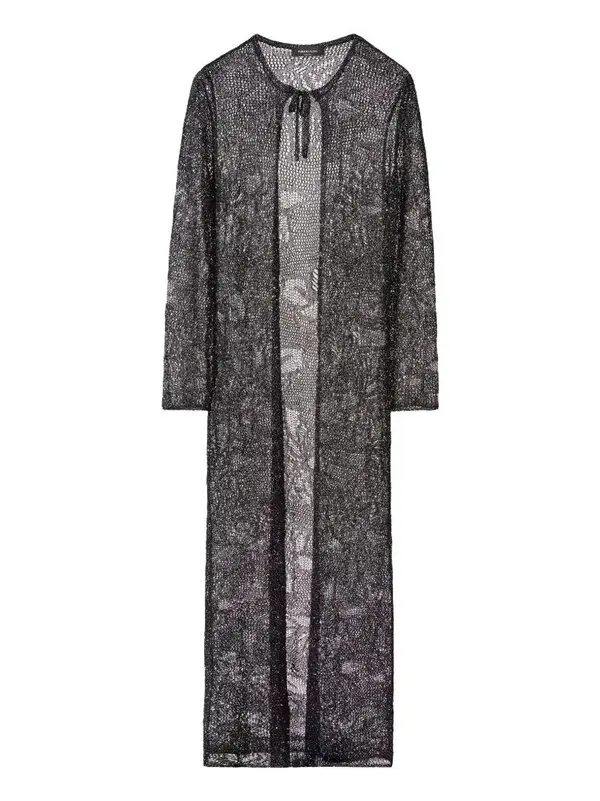 Fabiana Filippi Tie-neck Long-sleeve Cardigan Coat - Black