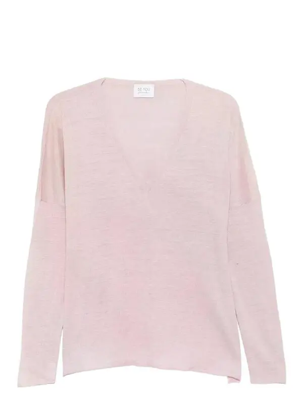 BEYOU V-neck Long Sleeve Top - Pink