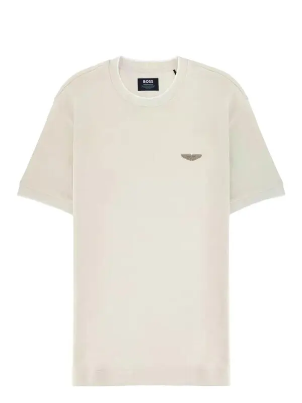 BOSS X Aston Martin Crewneck Wool-cotton Jacquard T-shirt - Neutrals