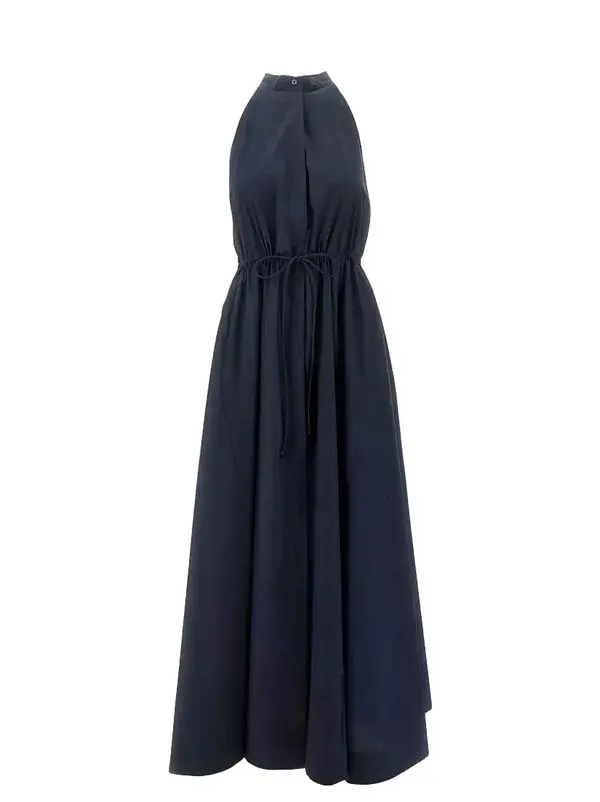Emporio Armani Drawstring Sleeveless Maxi Dress - Blue