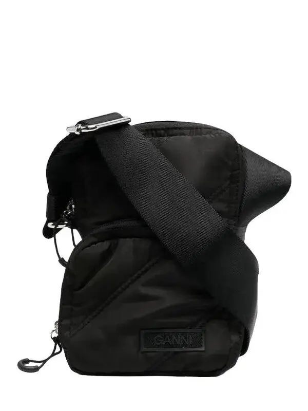 GANNI Quilted Tech Crossbody Bag - Black
