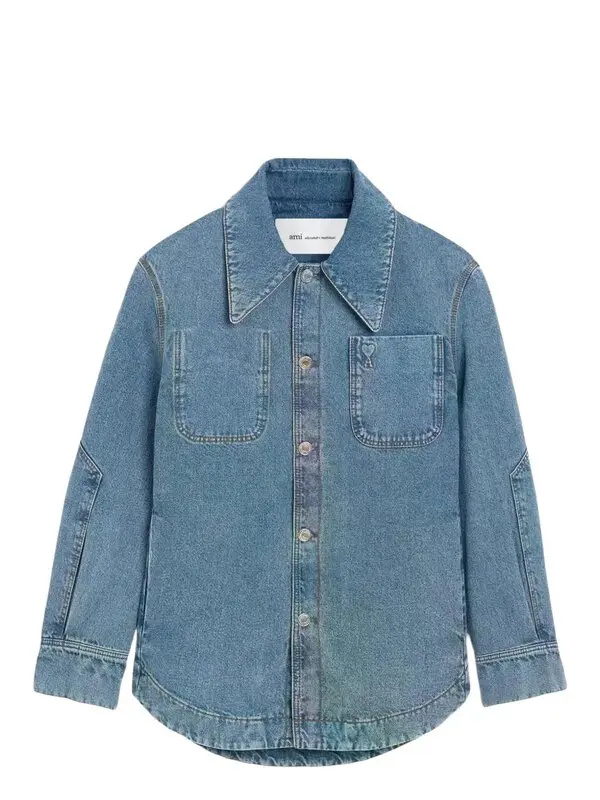 AMI Paris Oversize De Coeur Denim Jacket - Blue