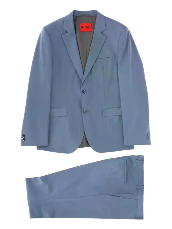 Hugo Single-breasted Slim-fit Two-piece Wool Suit - Blue