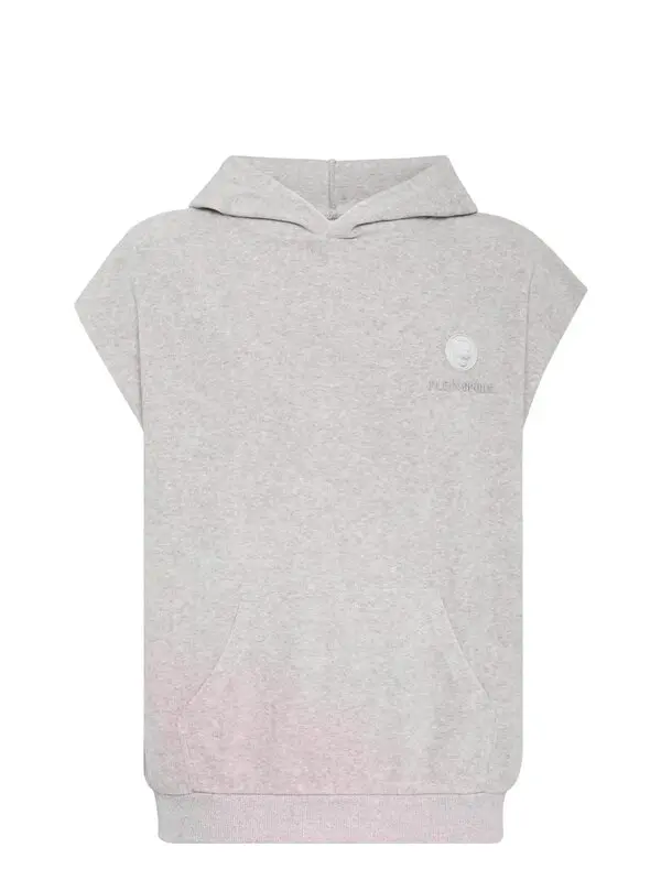 PLEIN SPORT Logo-patch Sleeveless Hoodie - Grey