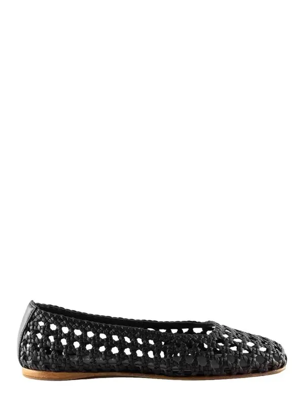 PALOMA BARCELO Round-toe Woven Ballet Flats - Black