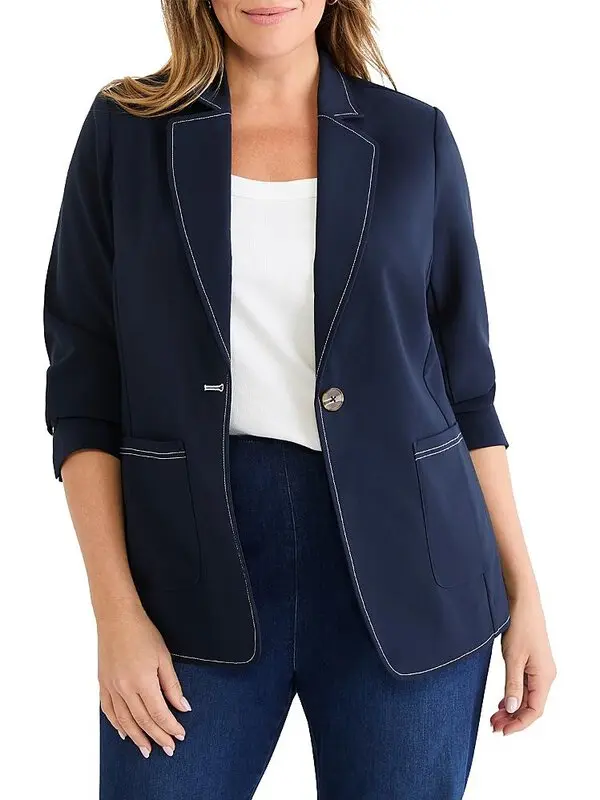 NIC+ZOE Stretch Accent Stitch Anywhere Blazer - Dark Indigo