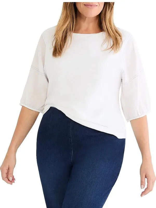NIC+ZOE Elbow Sleeve Top - Paper White