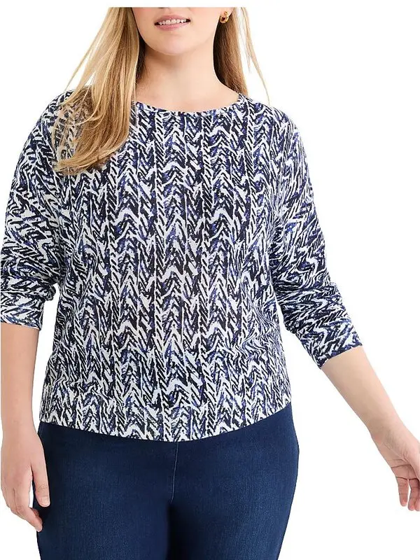 NIC+ZOE Crosshatch Sweater - Indigo Multi