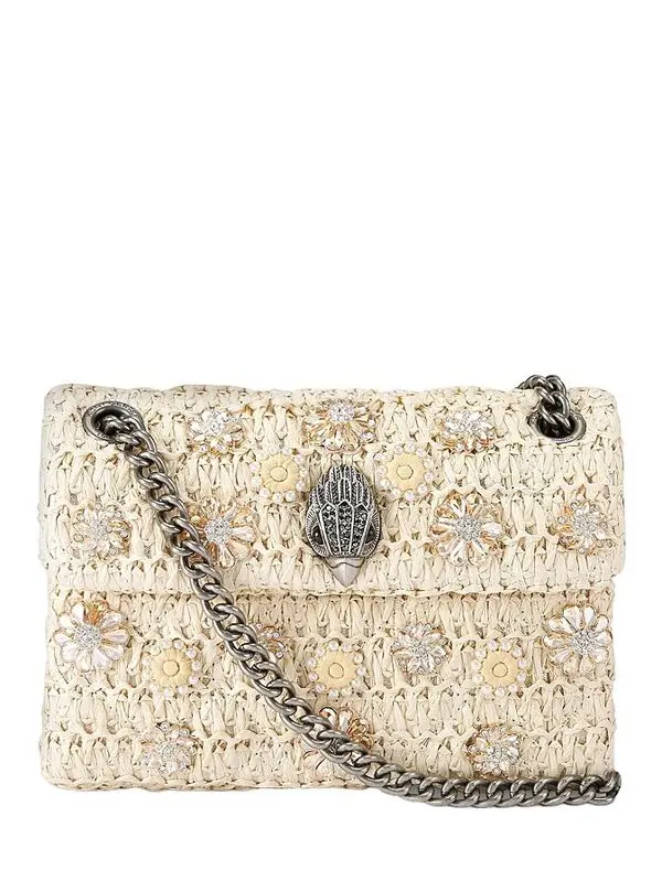 Kurt Geiger Kensington Mini Raffia Effect Crossbody - Dark Beige