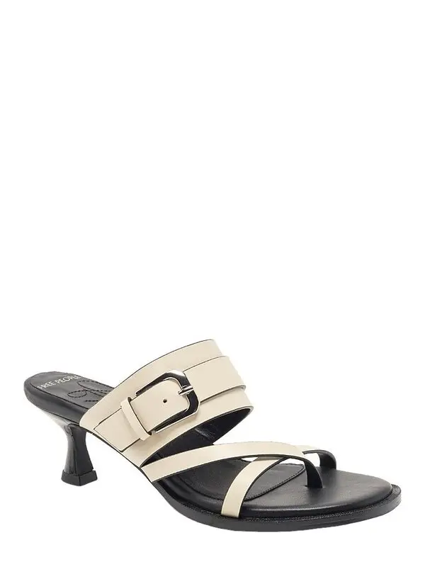 Free People Belted Leather Heel Sandals - Bone Leather