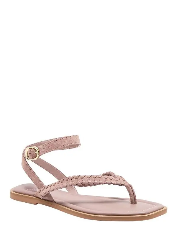 Free People Waverly Whipstitch Thong Sandals - Pearl Blush Suede