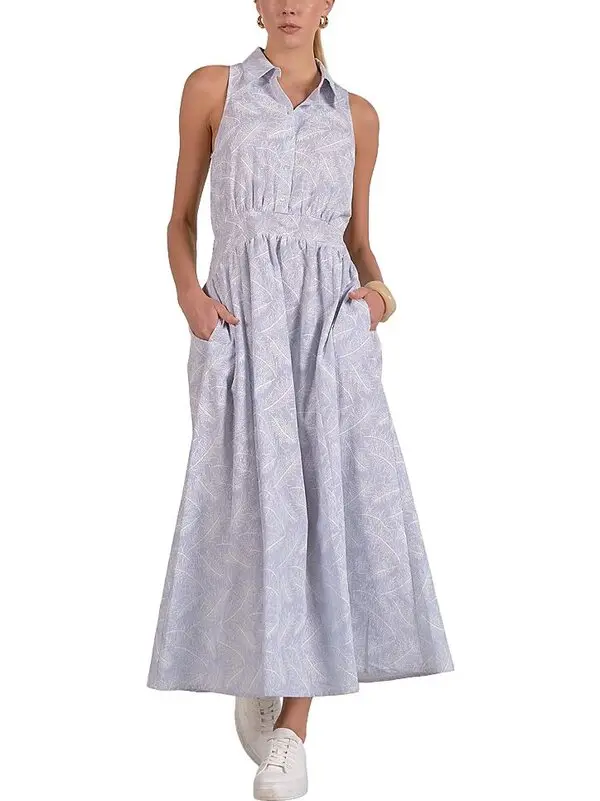 Elan Collar Maxi Dress - Blue/ White Stripe