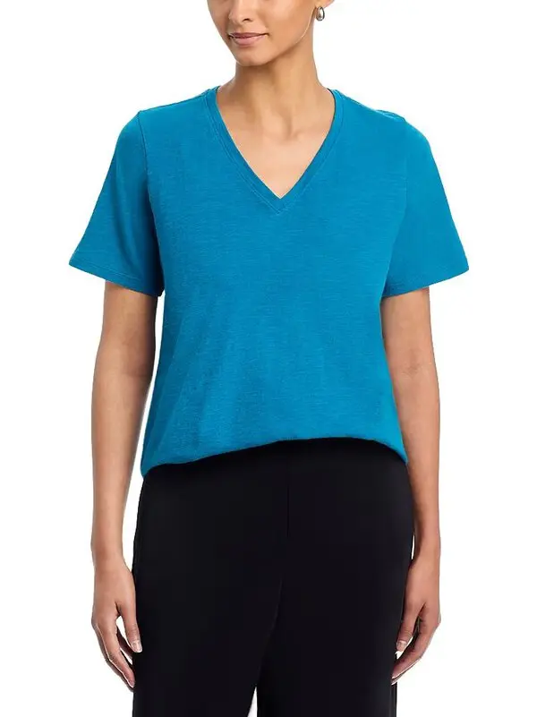 Eileen Fisher V-neck Short Sleeve Tee - Dragonfly