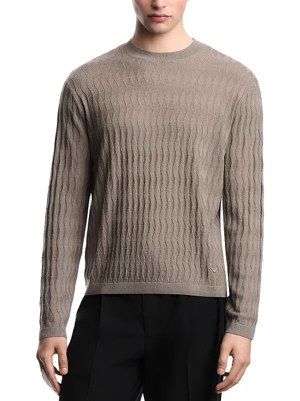 Emporio Armani Geometric Diamond Wool Pullover Sweater - Beige