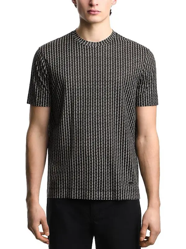 Emporio Armani Geometric Square Jacquard T-shirt - Blue