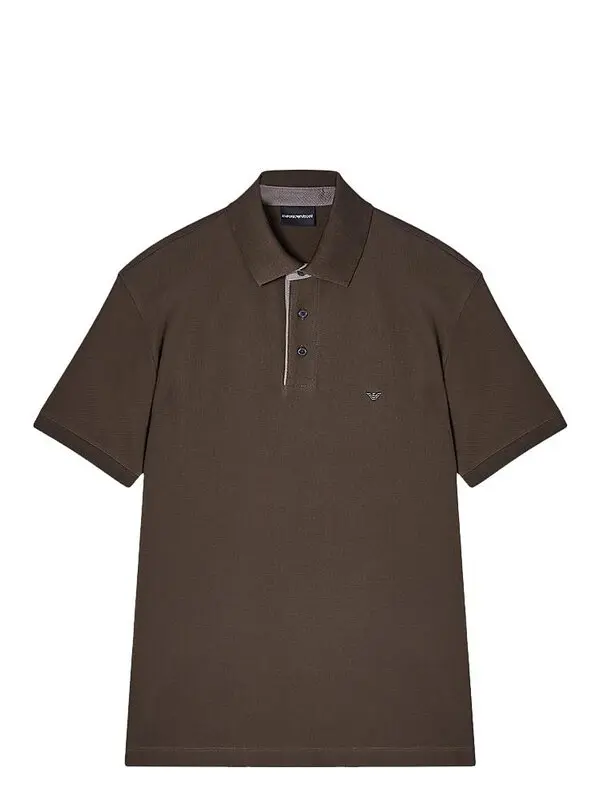 Emporio Armani Cotton Pique Polo Shirt - Mud