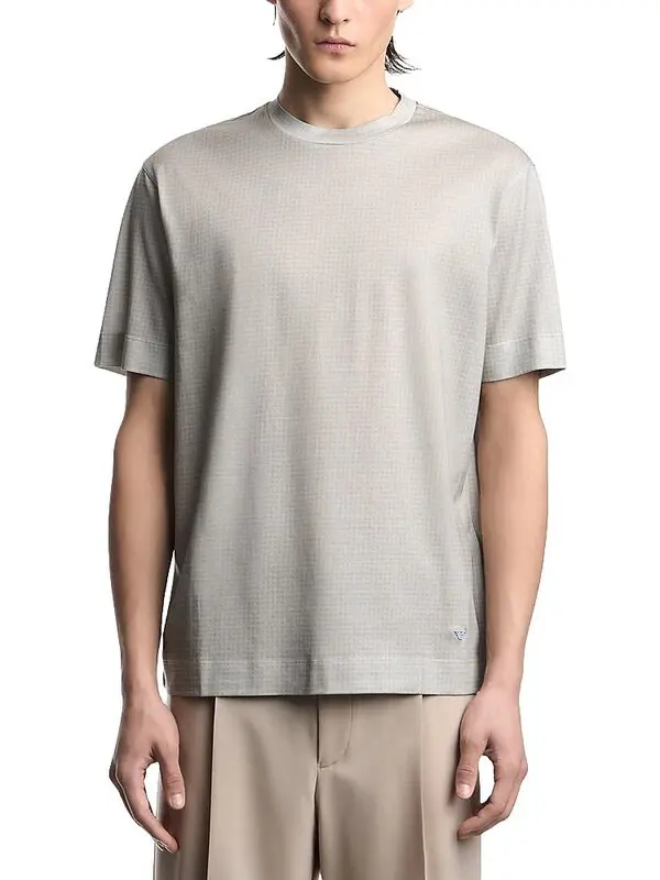 Emporio Armani Geometric Square Jacquard T-shirt - Blue