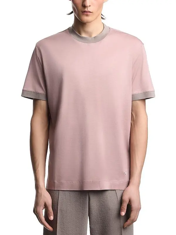 Emporio Armani Contrast Hem Cotton Blend T-shirt - Fawn/mourning Dove