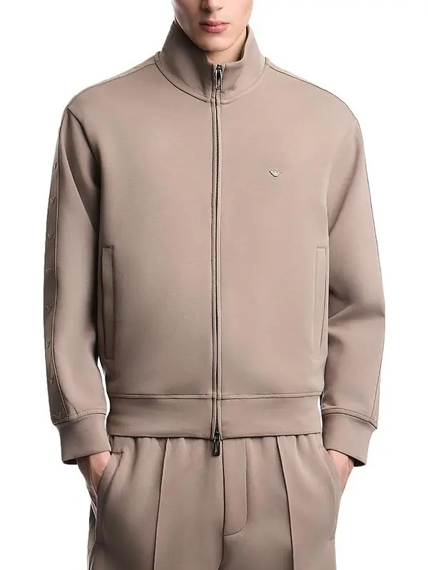 Emporio Armani Double Jersey Zip Up Sweatshirt - Driftwood