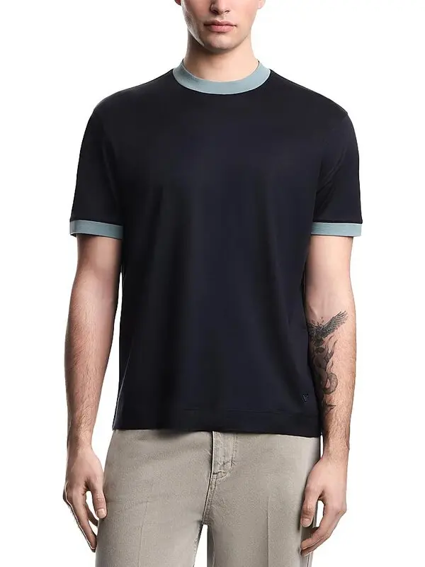 Emporio Armani Contrast Hem Cotton Blend T-shirt - Navy Blue/stormy Sea