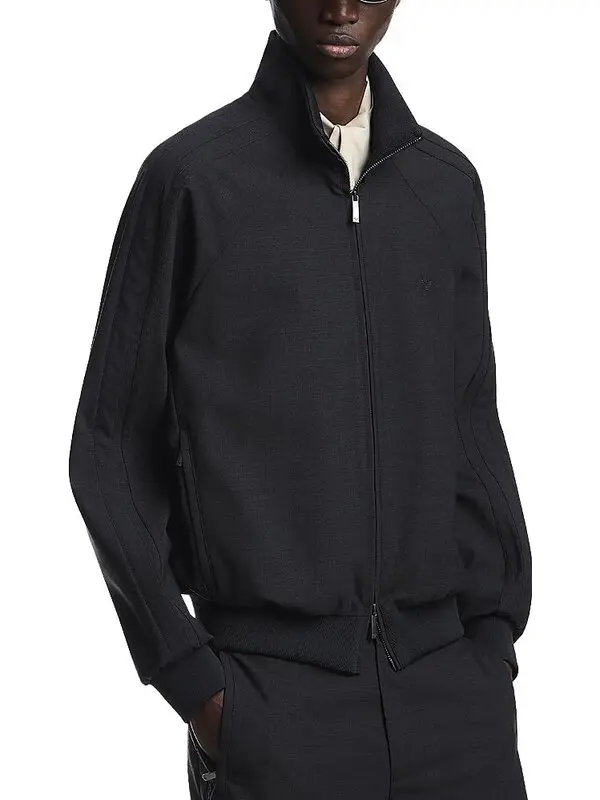 Emporio Armani Iconic Wool Blend Bomber Jacket - Dark Grey Melange