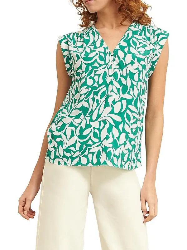 HOBBS LONDON Teresa Vine Print Top - Green Ivory