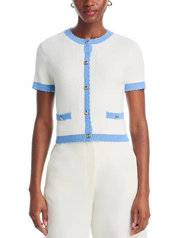French Connection Bennet Rib Knit Short Sleeve Top - Summer White