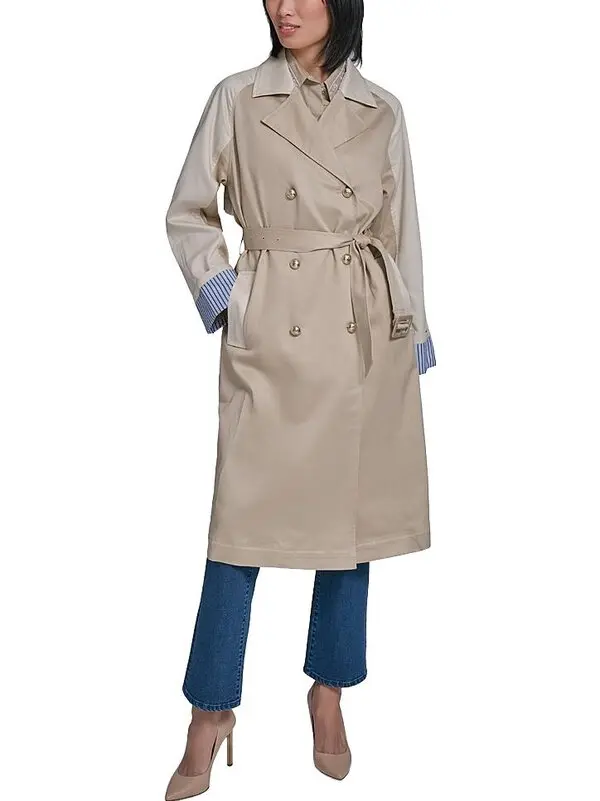 Karl Lagerfeld Paris Double-breasted Trench Coat - Bisque