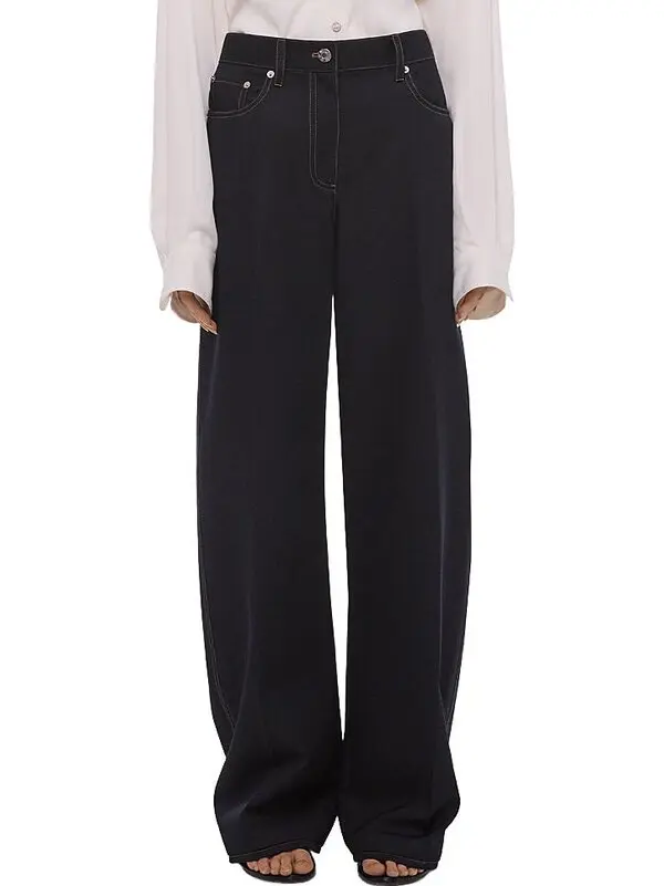 Helmut Lang Relaxed Bootcut Gab Pants - Navy Melange