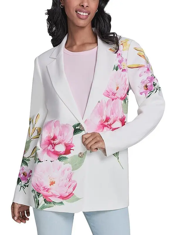 Karl Lagerfeld Paris Floral Blazer - Soft White