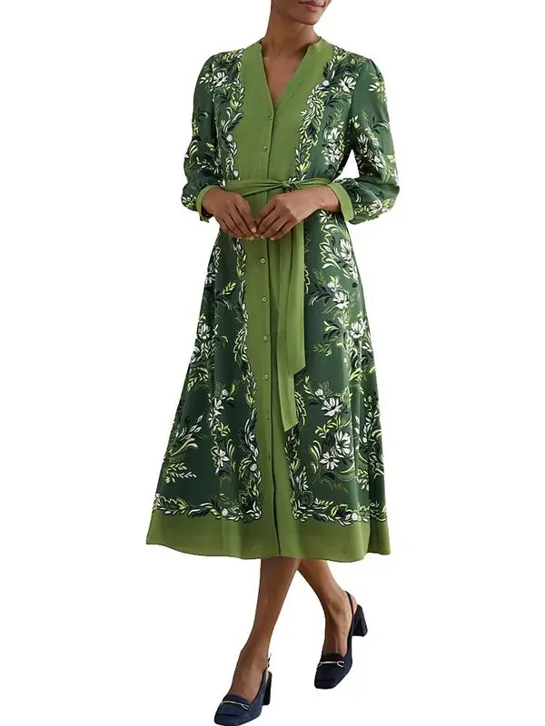 HOBBS LONDON Petites Apolline Shirtdress - Green Multi
